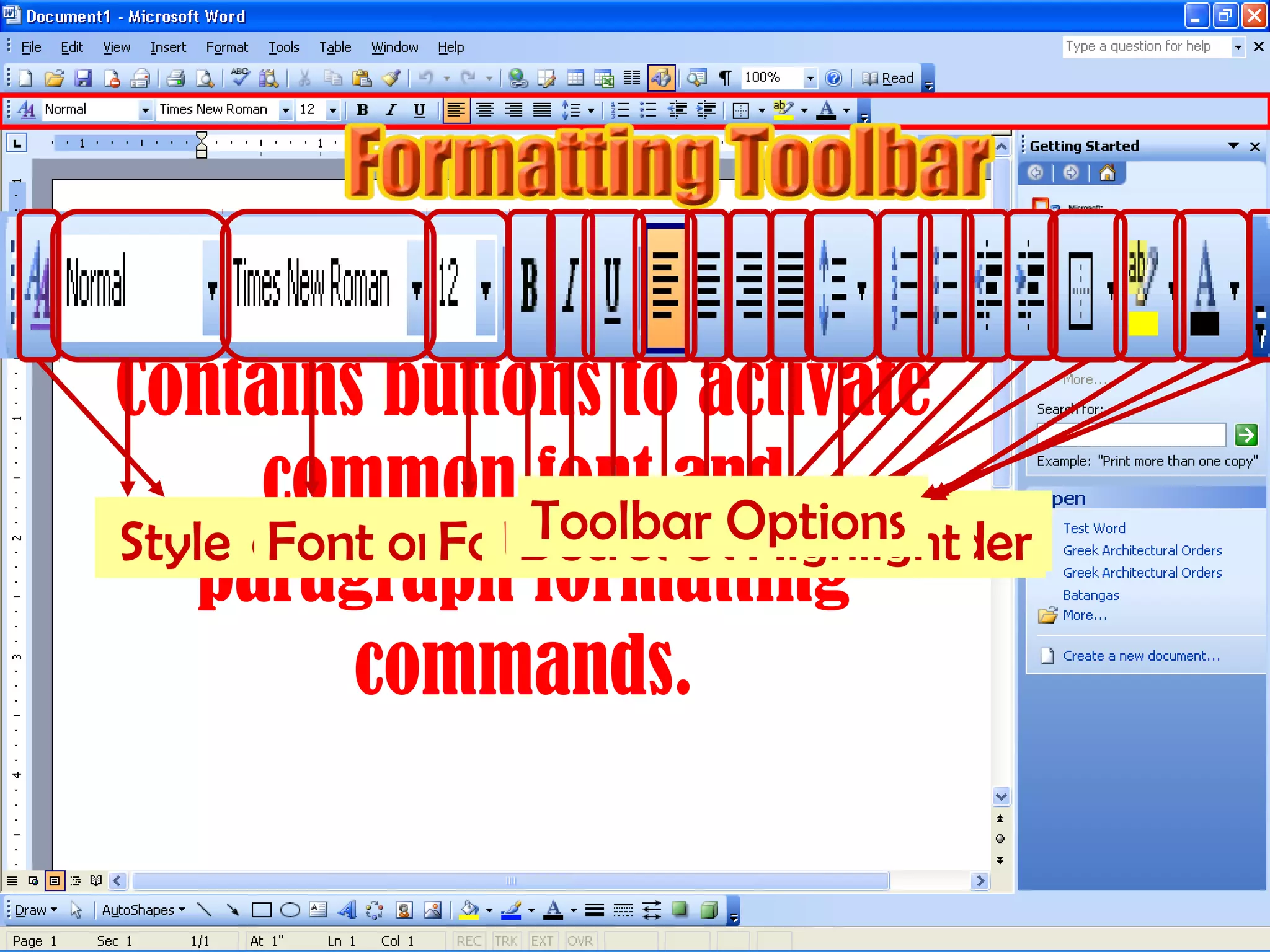 MS Word Window Elements | PPS