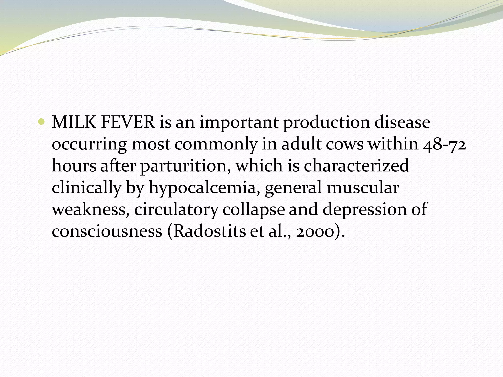 Parturient paresis (milk fever) | PPTX