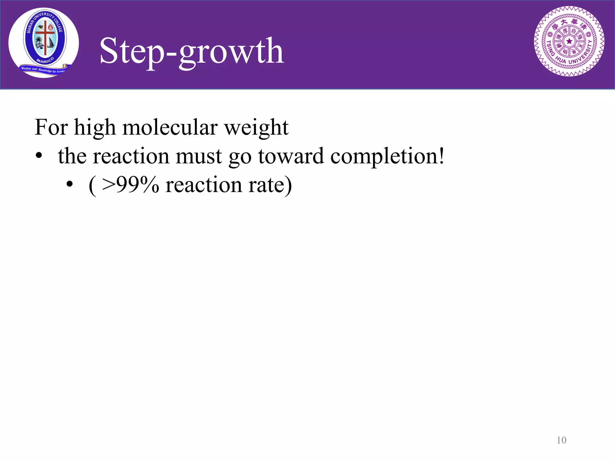 CHAPTER 9: Kinetics of chain and step growth polymerization | PDF