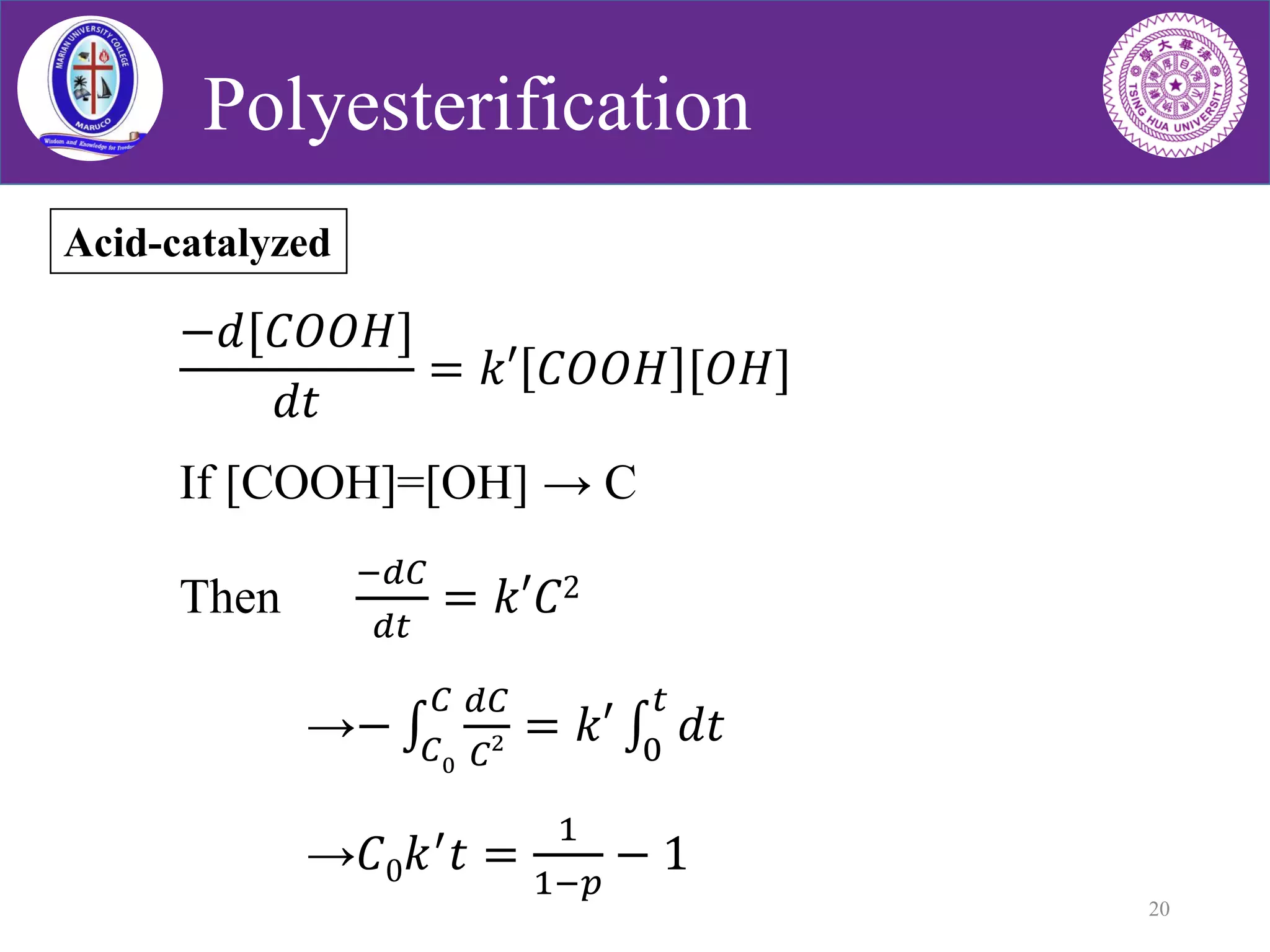 CHAPTER 9: Kinetics of chain and step growth polymerization | PDF