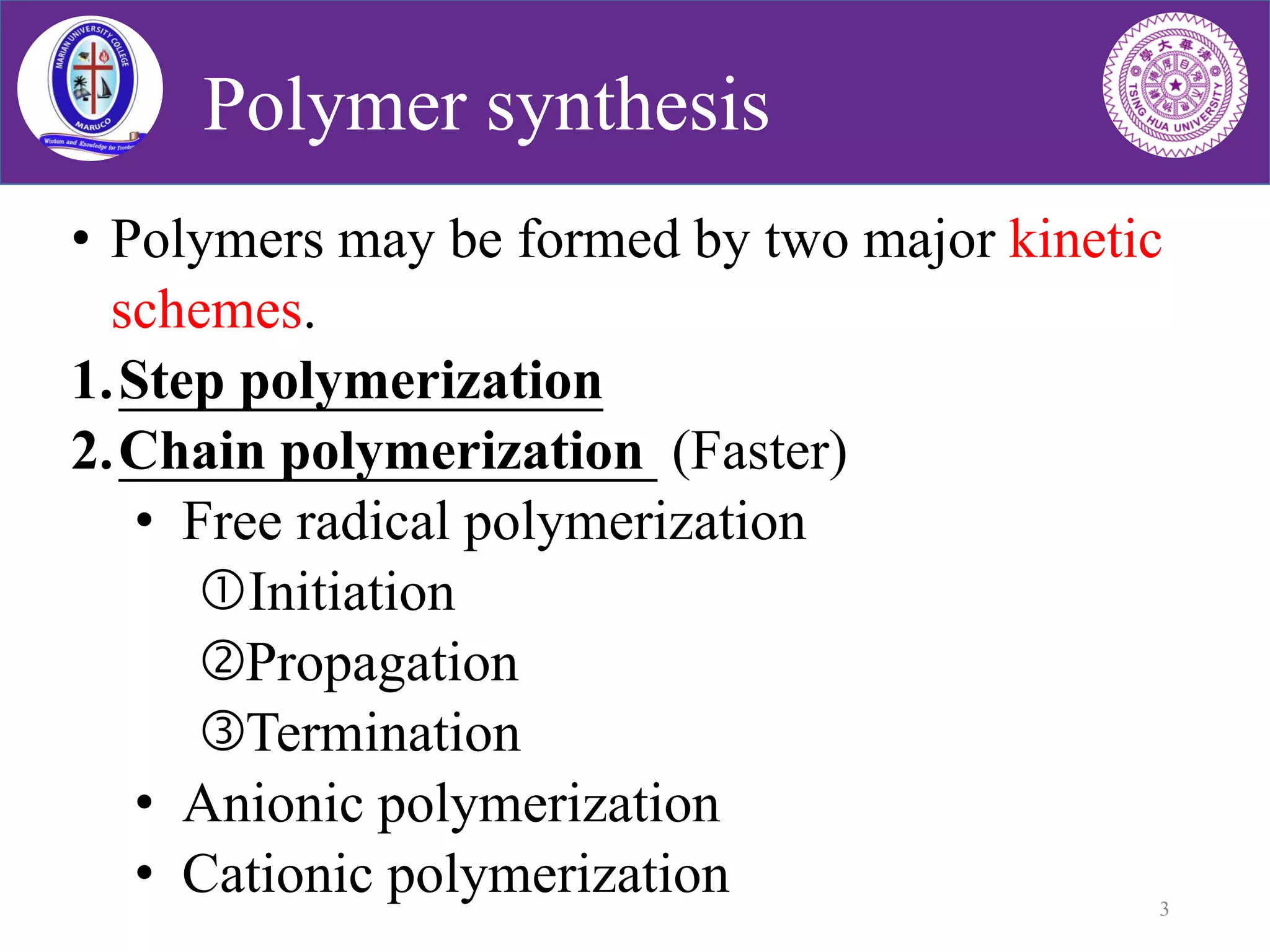 CHAPTER 9: Kinetics of chain and step growth polymerization | PDF