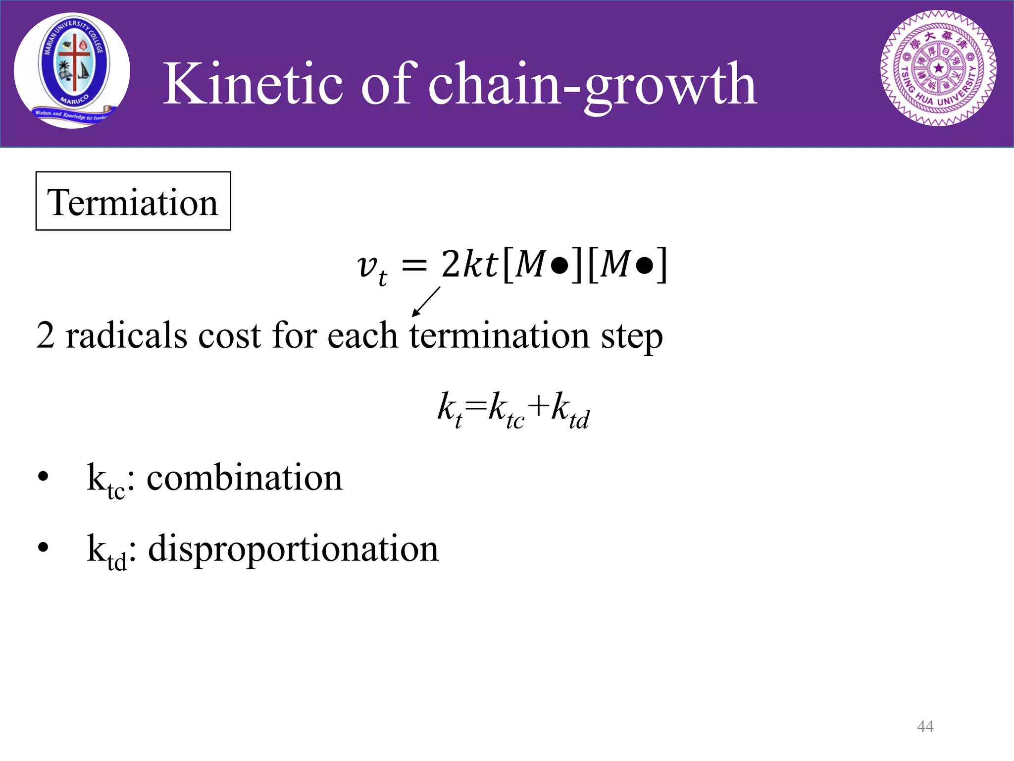 CHAPTER 9: Kinetics of chain and step growth polymerization | PDF