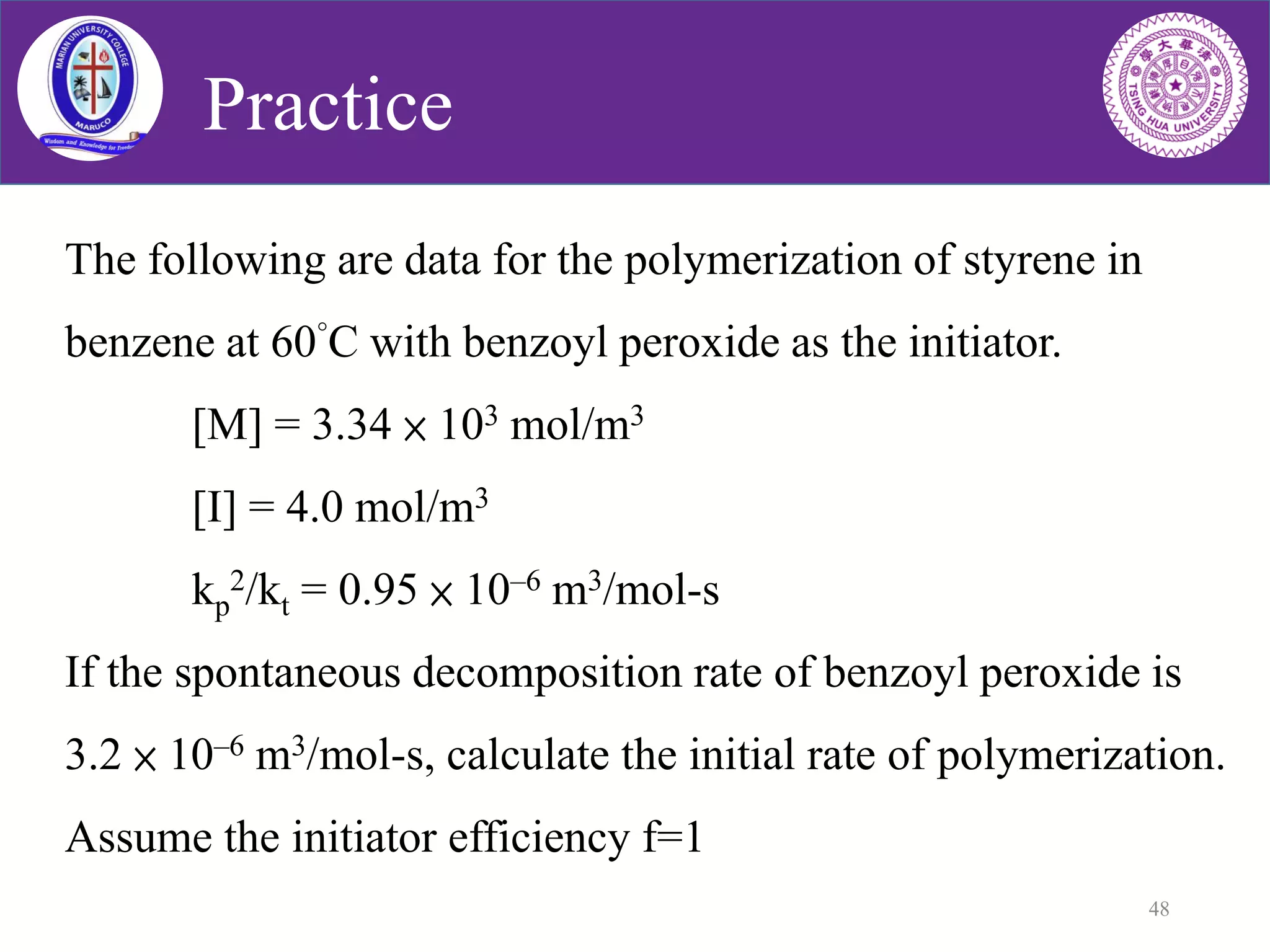 CHAPTER 9: Kinetics of chain and step growth polymerization | PDF