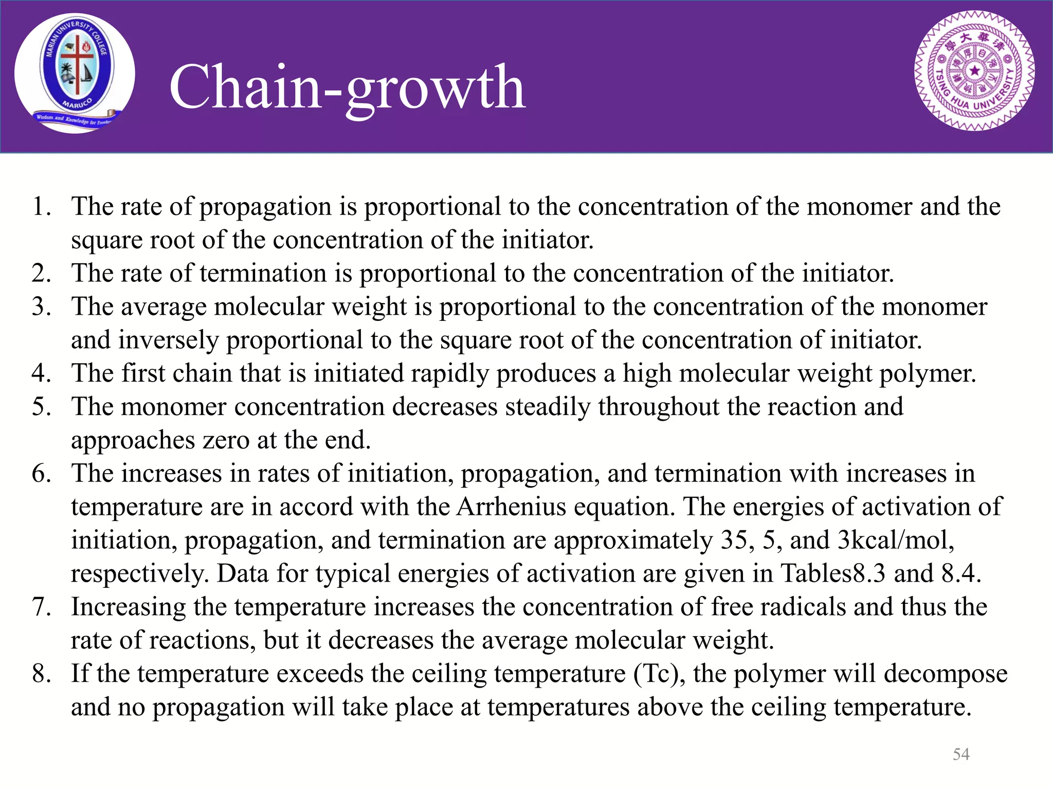 CHAPTER 9: Kinetics of chain and step growth polymerization | PDF