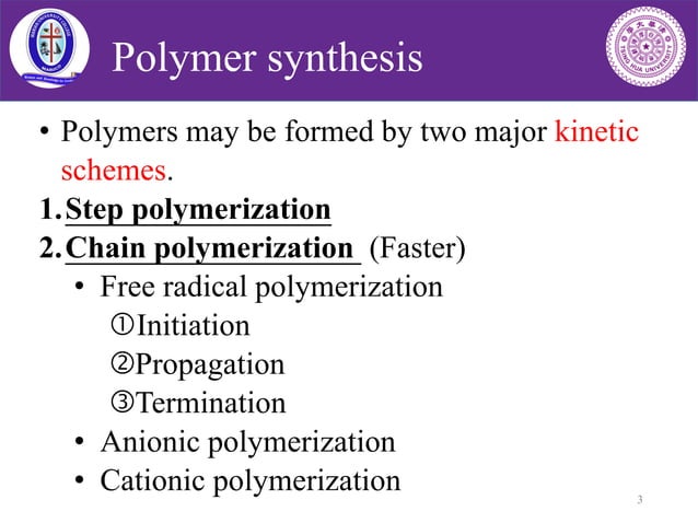 CHAPTER 9: Kinetics of chain and step growth polymerization | PDF