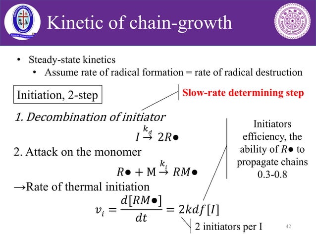 CHAPTER 9: Kinetics of chain and step growth polymerization | PDF