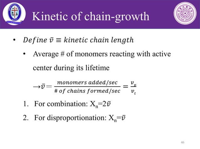 CHAPTER 9: Kinetics of chain and step growth polymerization | PDF