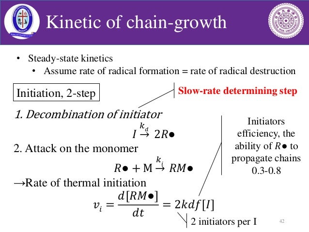 CHAPTER 9: Kinetics of chain and step growth polymerization