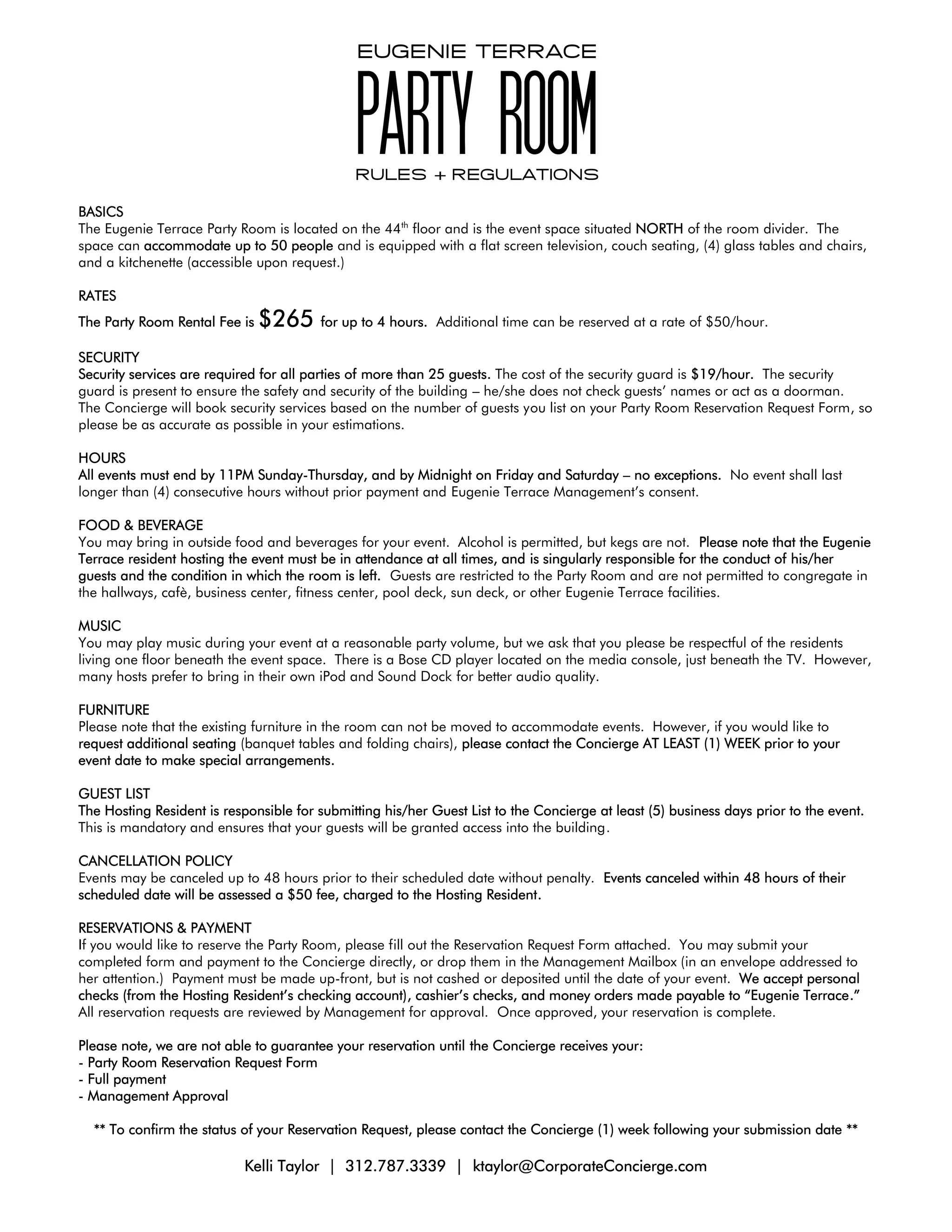 PARTY ROOM Request Form | PDF