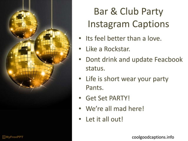 Funny Party Captions for Instagram | PPT