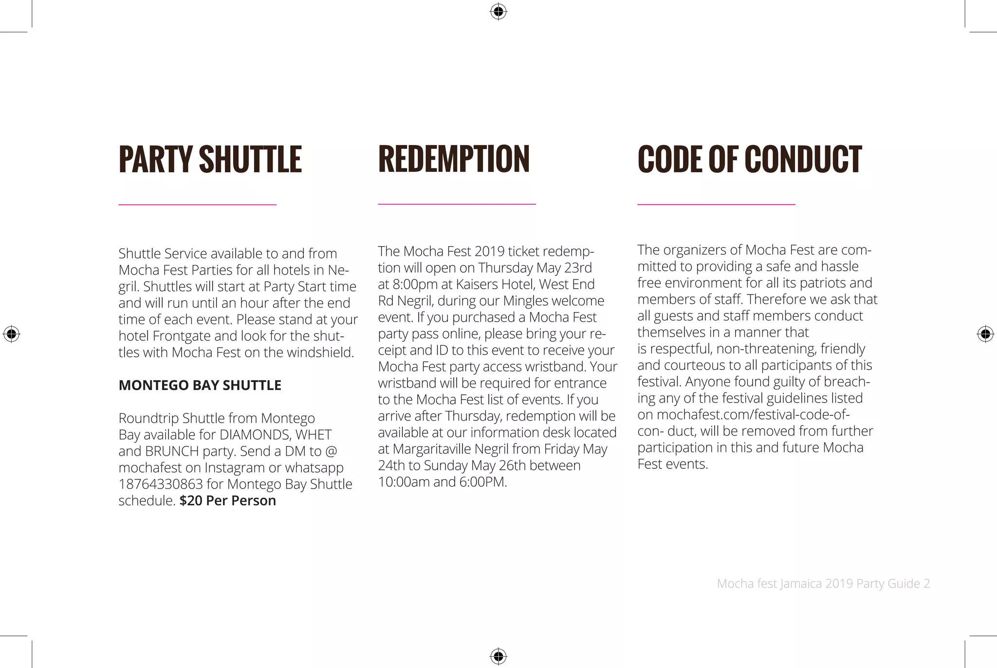 Mocha Fest Jamaica 2019 Party Guide | PDF