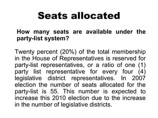 LEGISLATIVE BRANCH: PHILIPPINE PARTY LIST SYSTEM | PPT