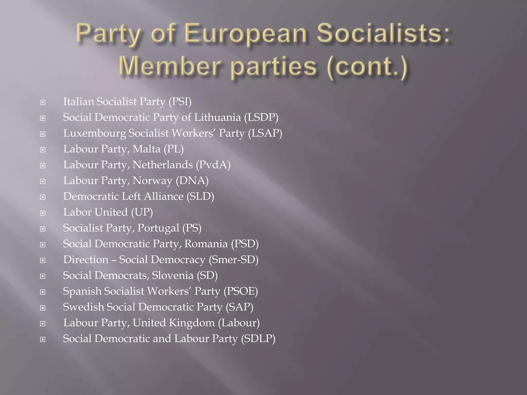 Party of European Socialists | PPTX