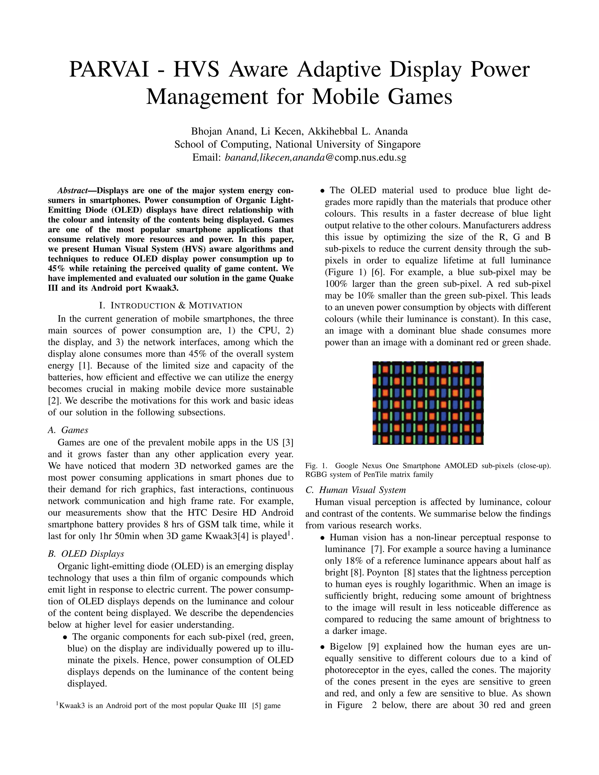 PARVAI - HVS Aware Adaptive Display Power Management for Mobile Games ...