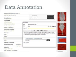 RDF Data and Image Annotations in ResearchSpace (slides) | PDF