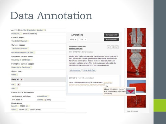 RDF Data and Image Annotations in ResearchSpace (slides) | PDF