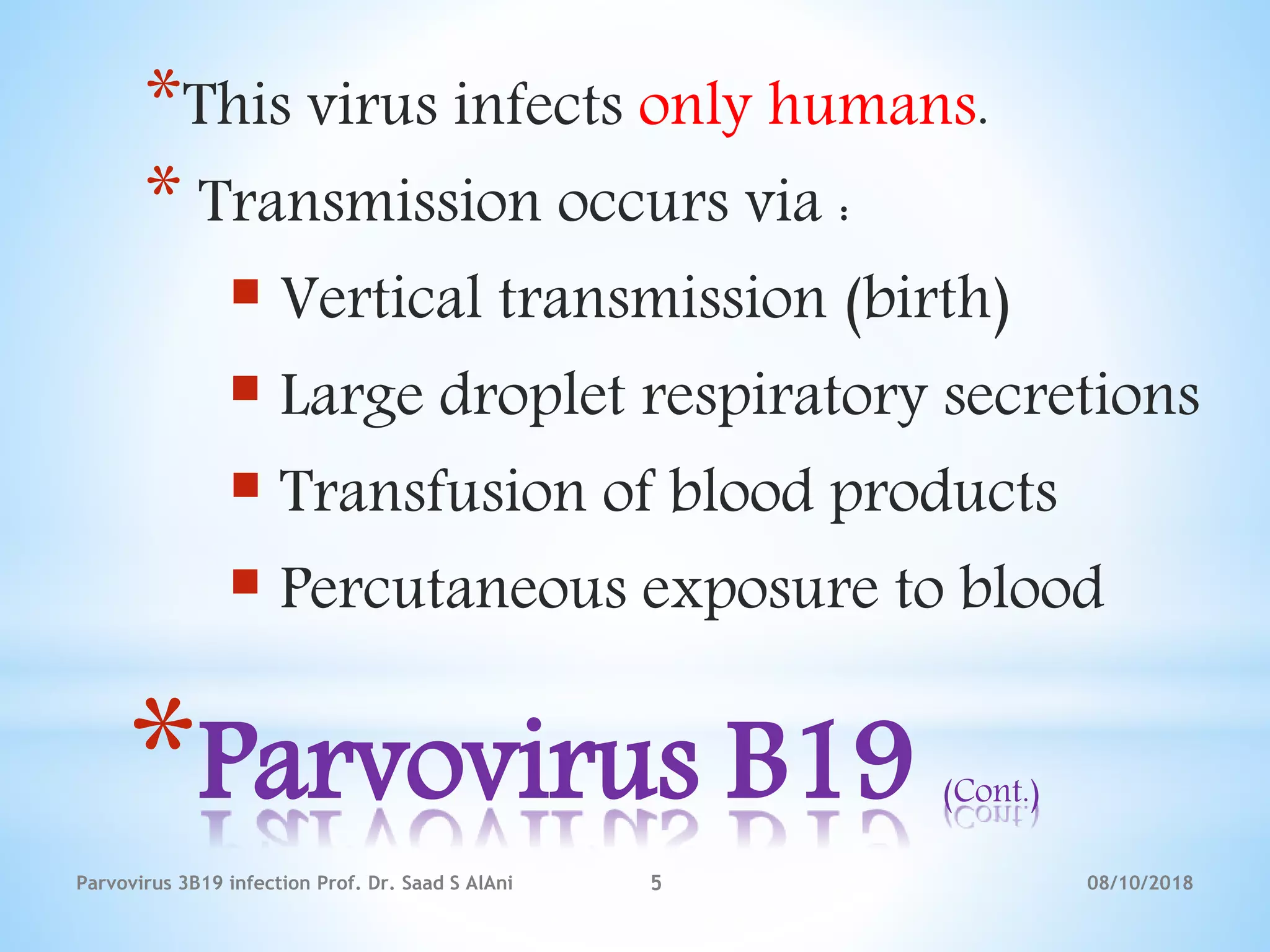 Parvovirus b19 infection | PPTX