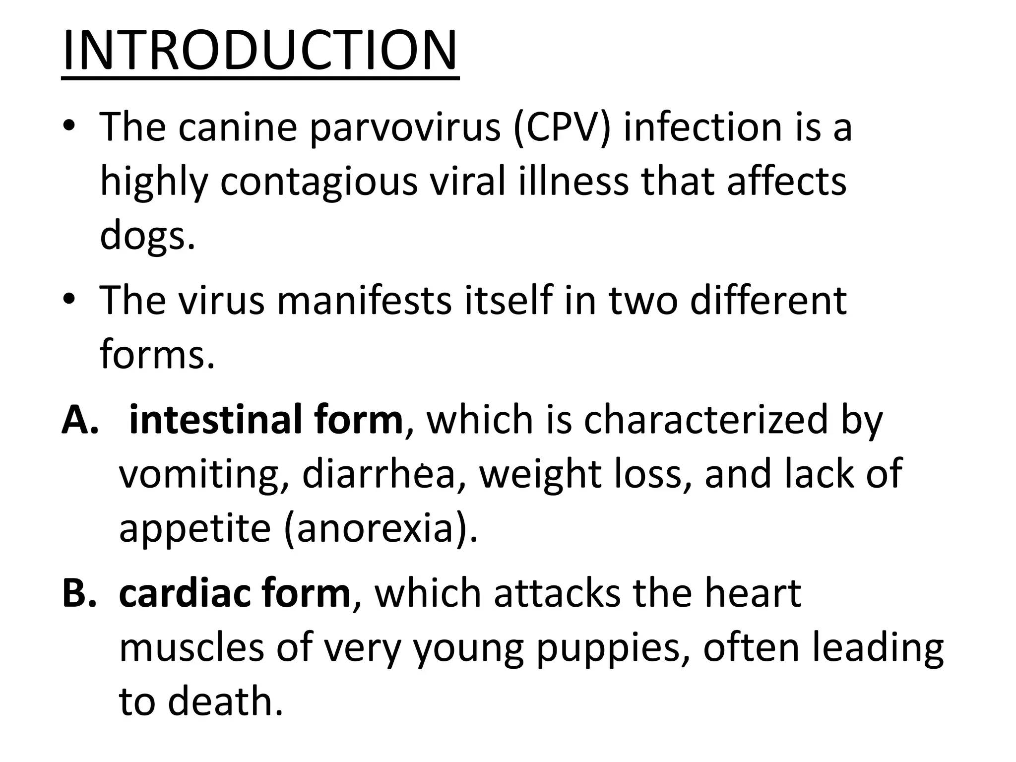 Parvo virus infection in dog - preventive medicine | PPTX