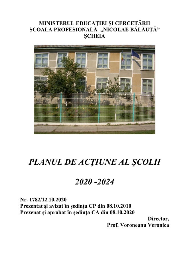 Planul de acțiune al școlii 2020 - 2024 | PDF