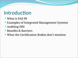 Publicity Available Standard for Integrated Management System | PPT