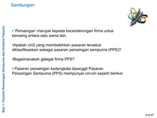 Pasaran persaingan sempurna dan analisis pasaran | PPTX