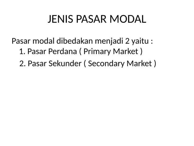 pasar modal dari konsep, definisi, jenis | PPT