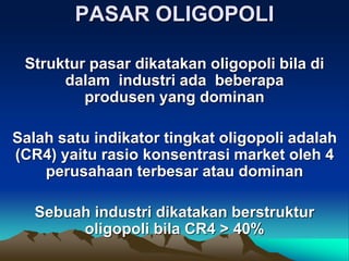Pasar Oligopoli Dalam Pengantar Mikro Ekonomi Ppt