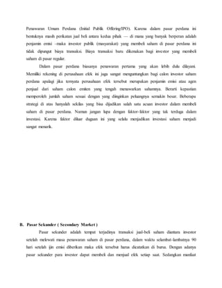 Pasar Sekunder VS Pasar Perdana | DOCX