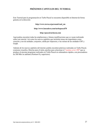 TUTORIAL DE PASCAL | PDF