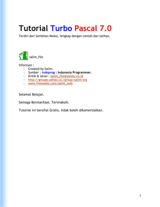 Pascal tutorialtpascal701 | PDF