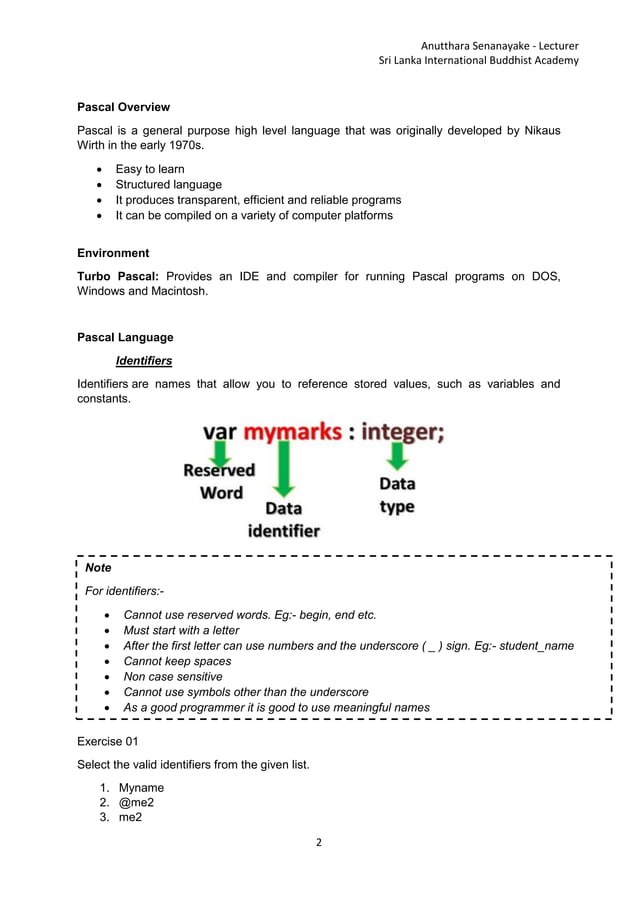 Pascal for beginers tute | PDF