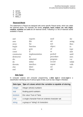 Pascal for beginers tute | PDF