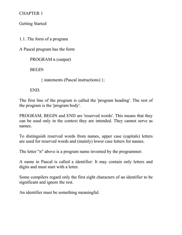 Pascal programming lecture notes | PDF