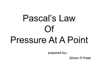 State of Pascal’s law | PPTX