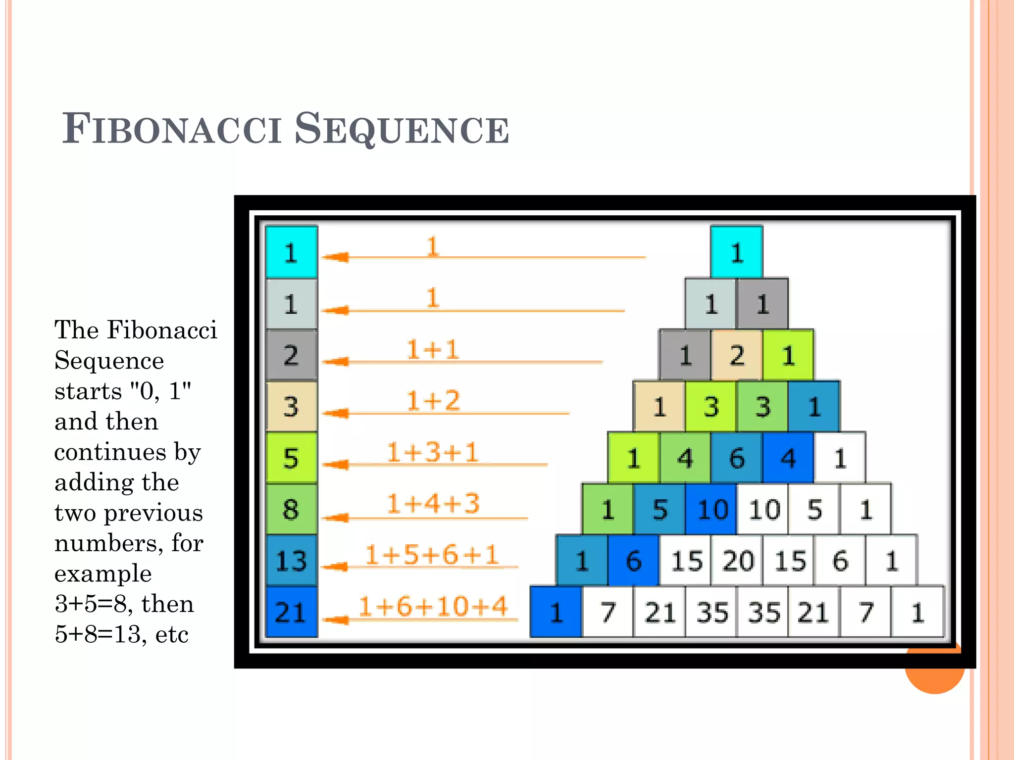 Pascal's triangle and fibonacci | PPT