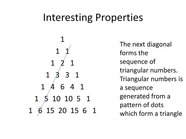 Pascal’s triangle and its applications and properties | PPTX | Physics ...