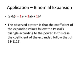 Pascal’s triangle and its applications and properties | PPTX