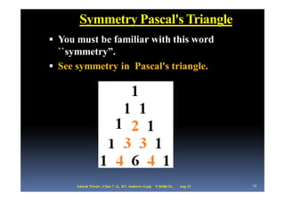 Pascal's triangle by Adarsh Tiwari ,KV Andrewsgang, Class 7 A | PDF
