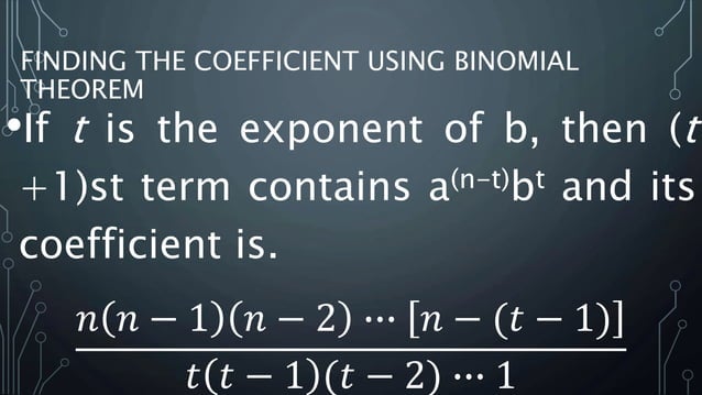 Pascal triangle and binomial theorem | PPTX