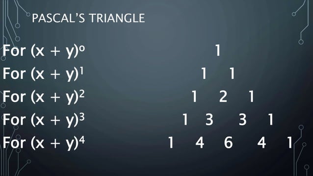 Pascal triangle and binomial theorem | PPTX