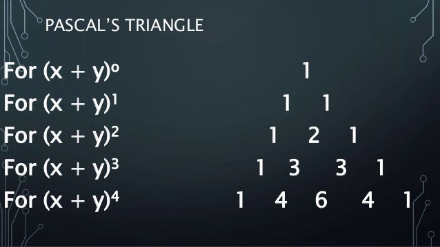 Pascal triangle and binomial theorem