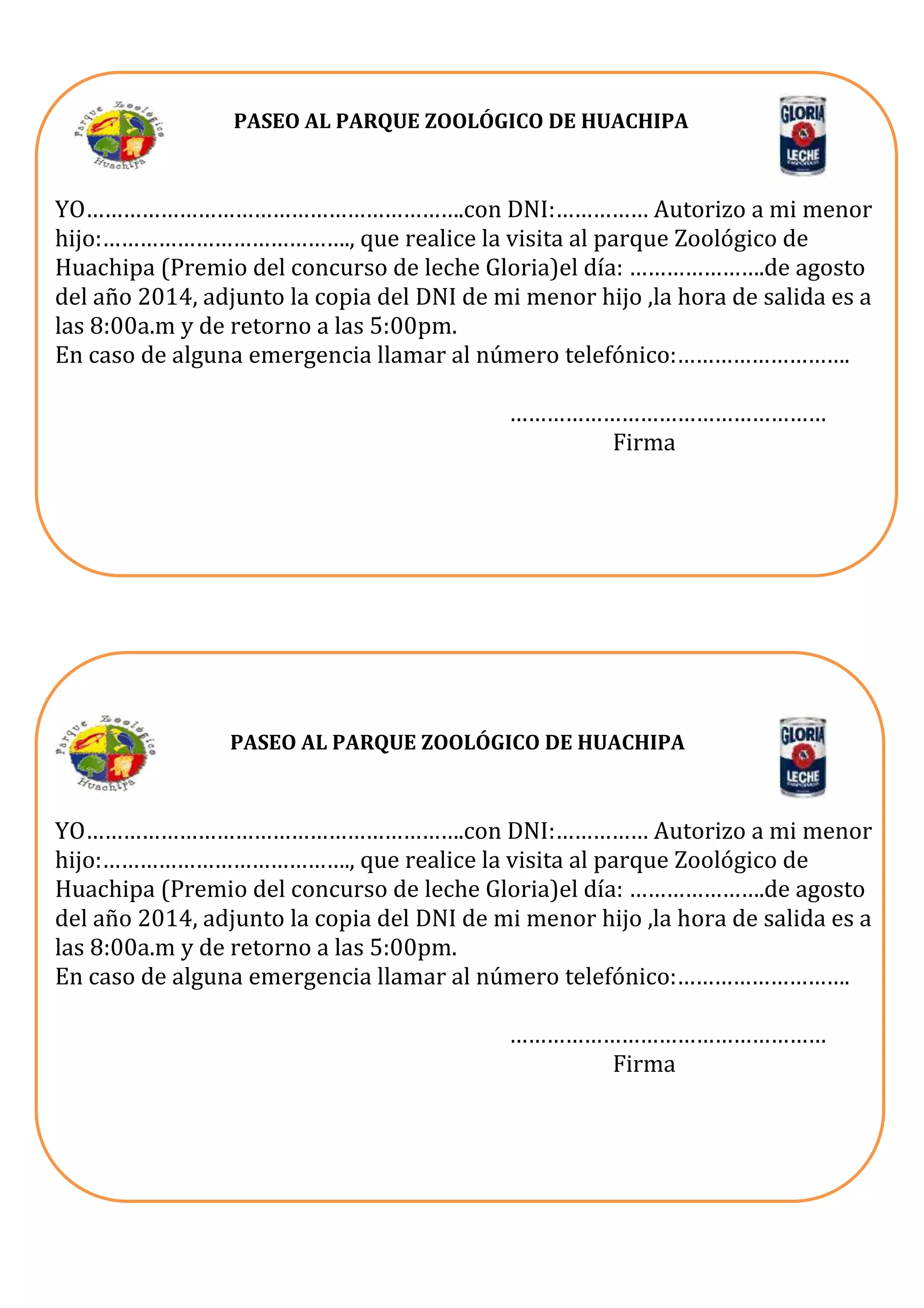 Paseo al parque zoológico de huachipa | PDF