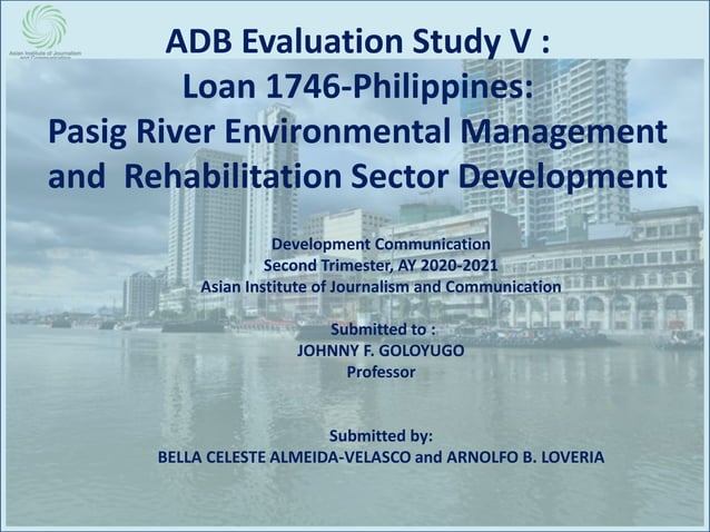 Pasig River Rehabilitation ADB-Evaluation-Study V Loan 1746.pdf | Civil Engineering Industry ...