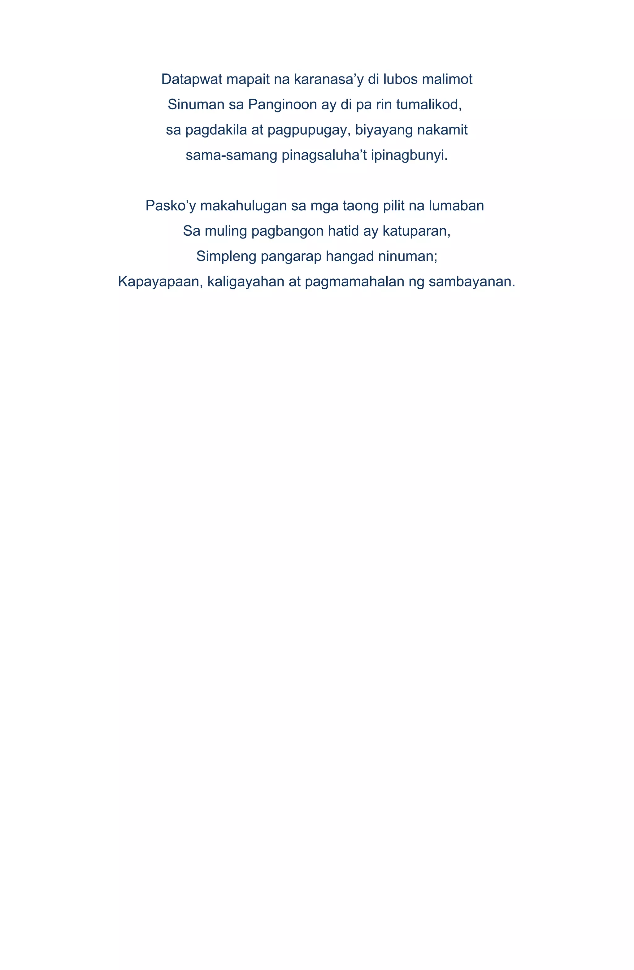 Pasko sa gitna ng pagsubok at delubyo original | DOC