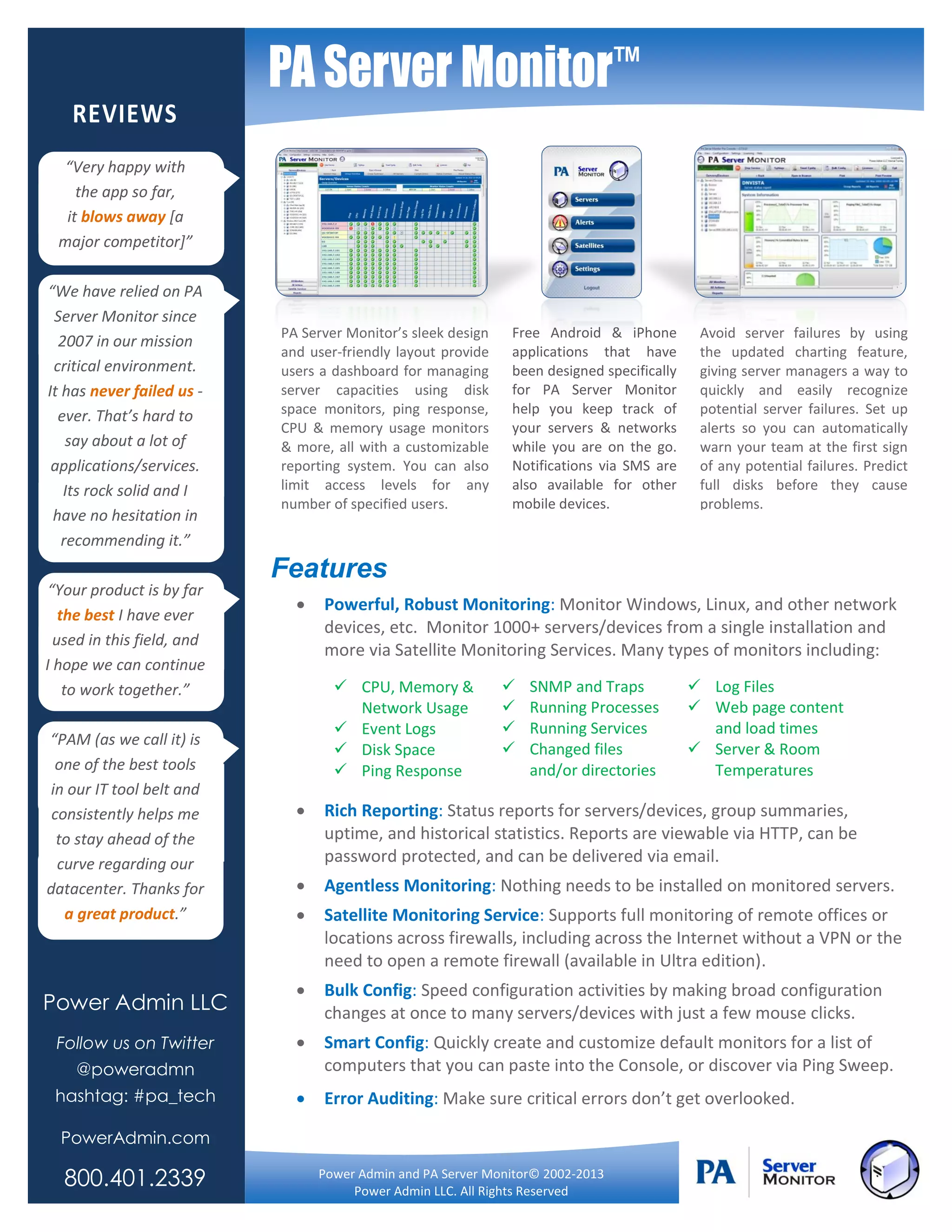 Power Admin Server Monitor™ | PDF