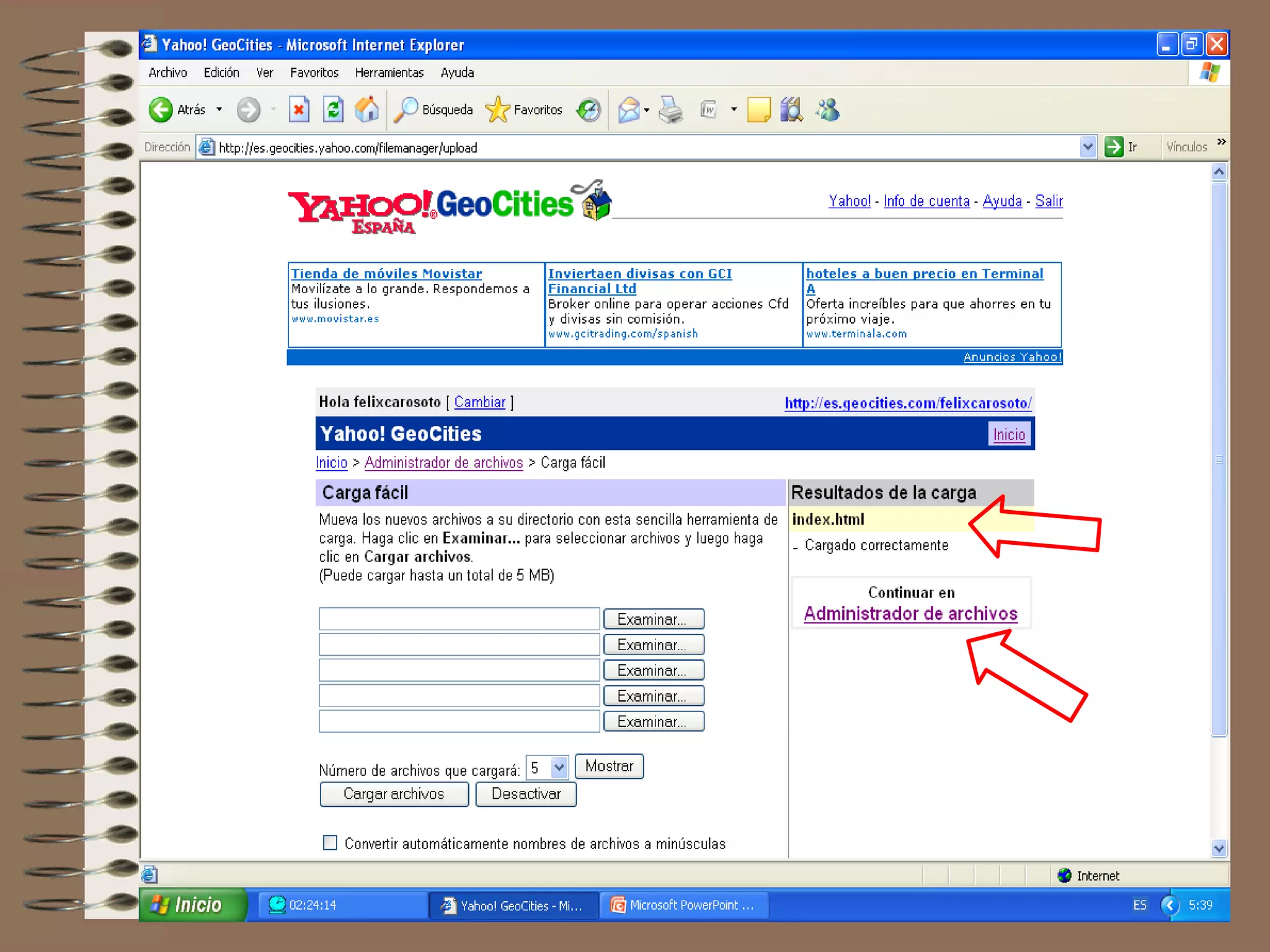 Subir pagina web en geocities | PPT