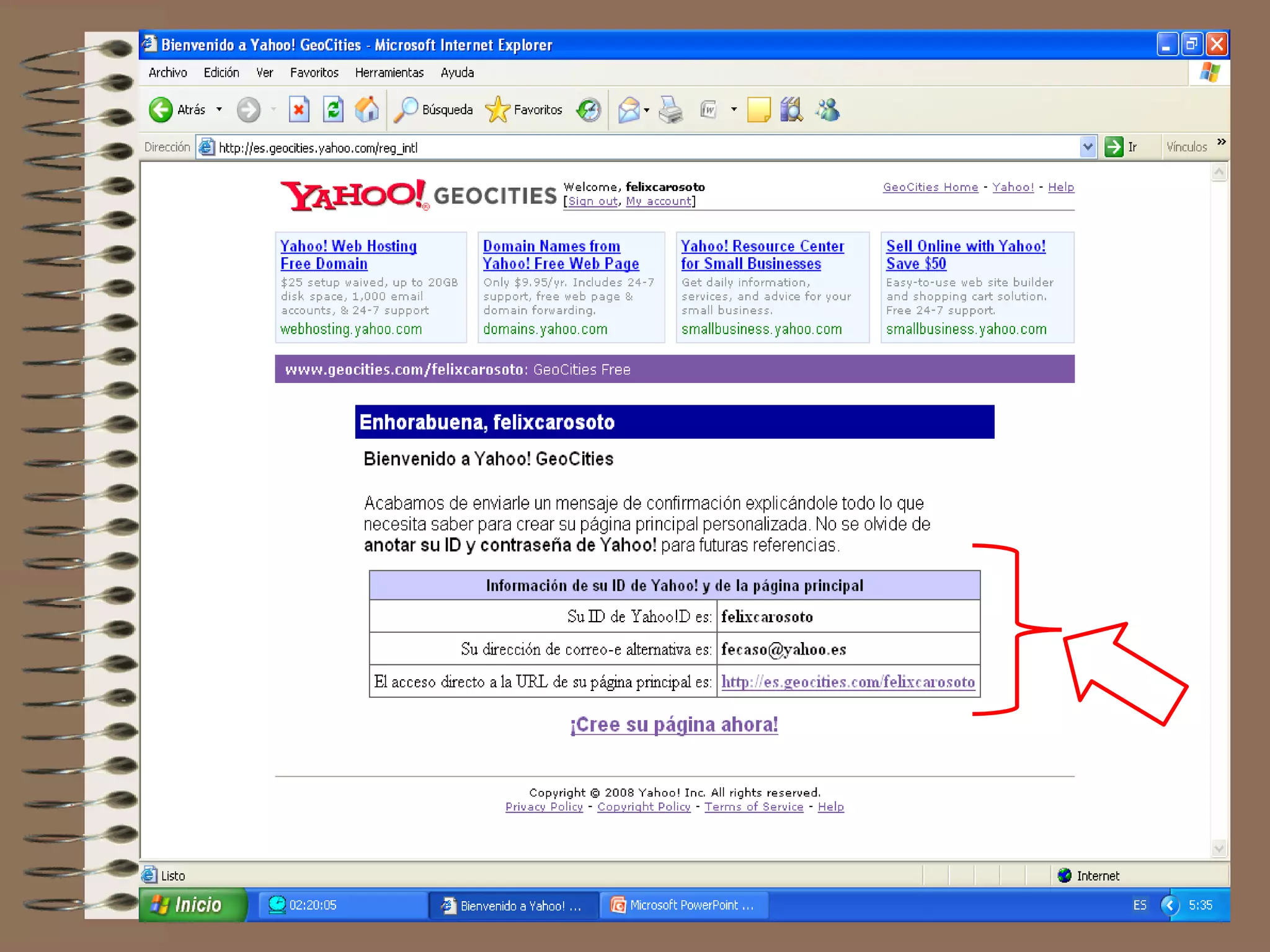 Subir pagina web en geocities | PPT