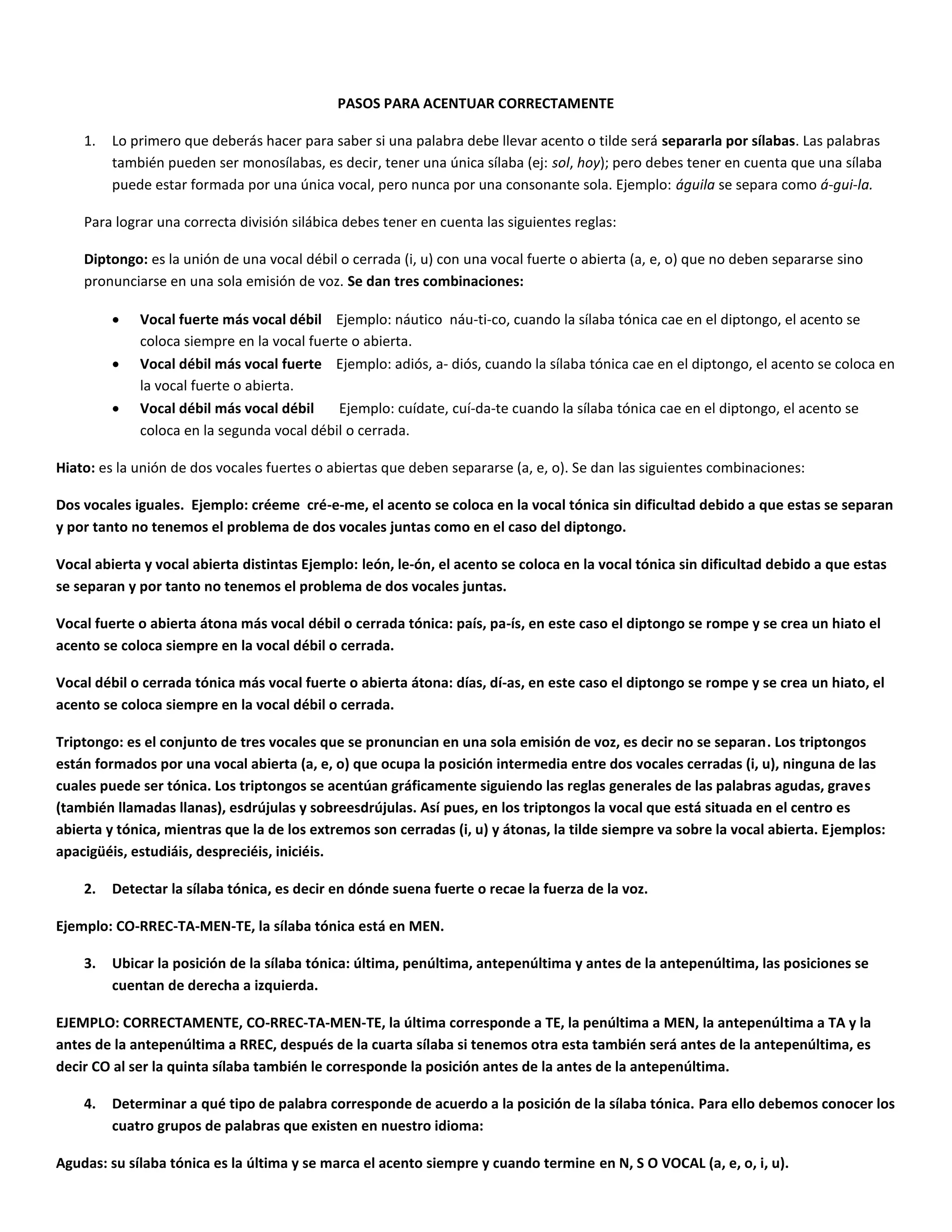 Pasos para acentuar correctamente | PDF