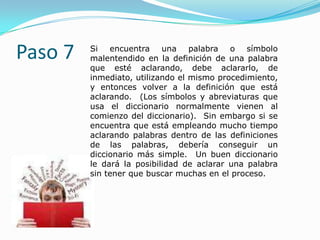 Pasos para aclarar una palabra | PPTX