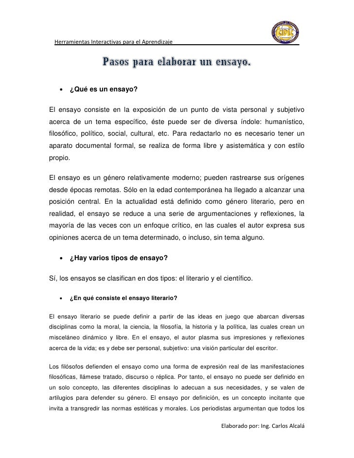 Pasos Para Hacer Un Ensayo Literario Pasos Para Hacer Un Ensayo Literario